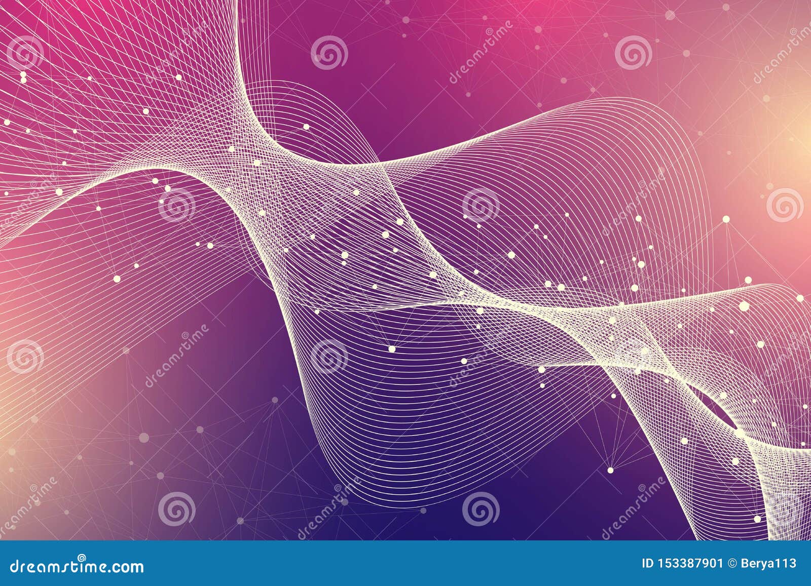 Expansion Of Life. Blue Explosion Background With Connected Line And ...