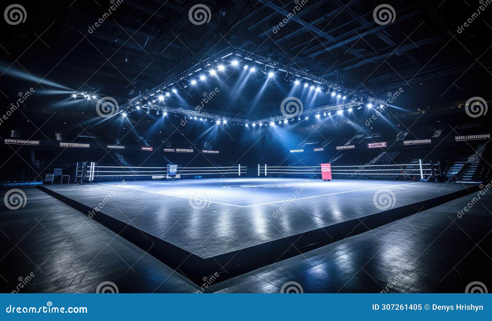 Expansive Arena with Ceiling Lights Stock Illustration - Illustration ...