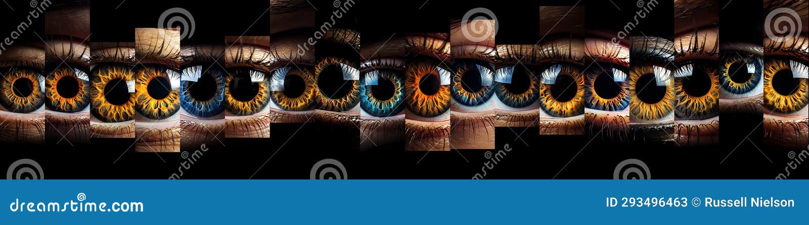 An Expansive Ultra-wide Collage of the Human Eye Stock Illustration ...