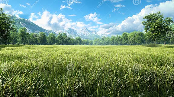Expansive 3D Grassy Meadow stock illustration. Illustration of outdoor ...