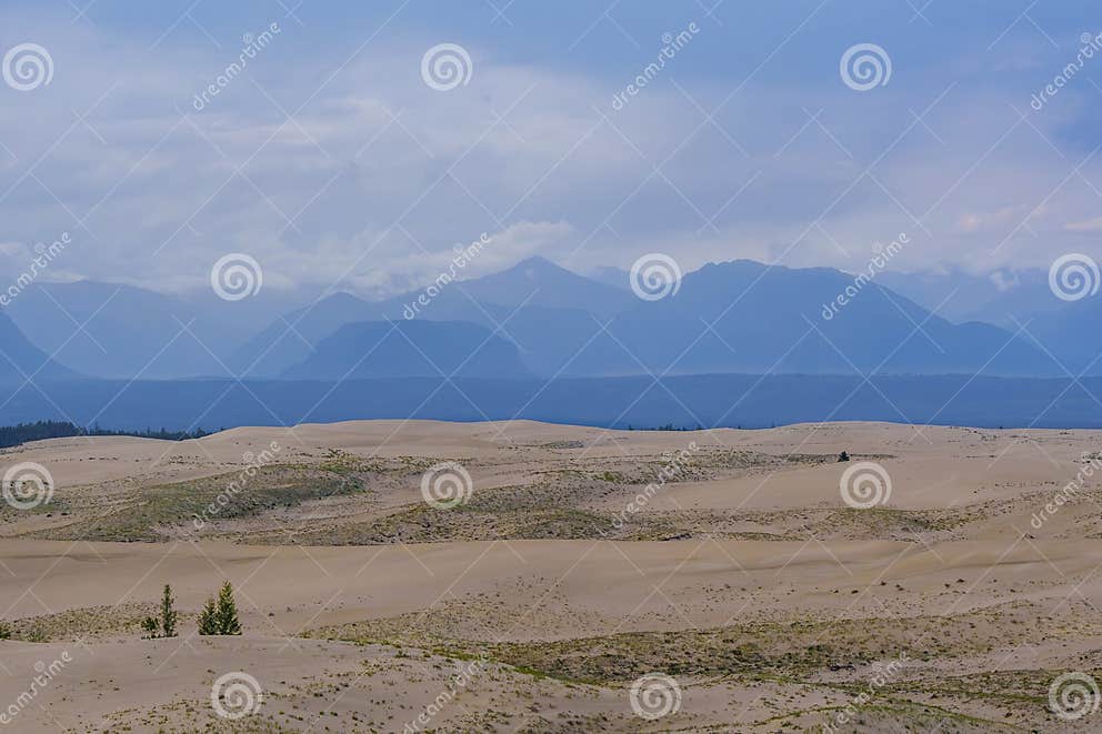 Expansive Desert Dunes Under a Dramatic Sky with Distant Mountains ...