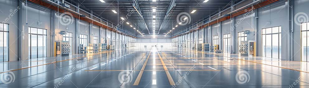 Expansive Distribution Center, Clean Design, Front View, Showing ...