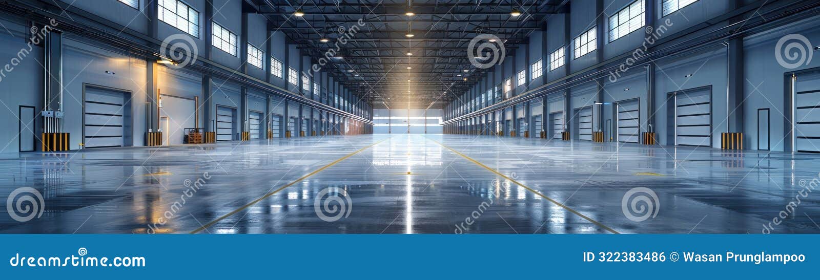 Expansive Distribution Center, Clean Design, Front View, Showing ...