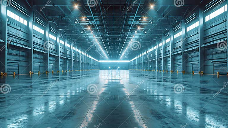 Expansive Distribution Center, Clean Design, Front View, Showing ...