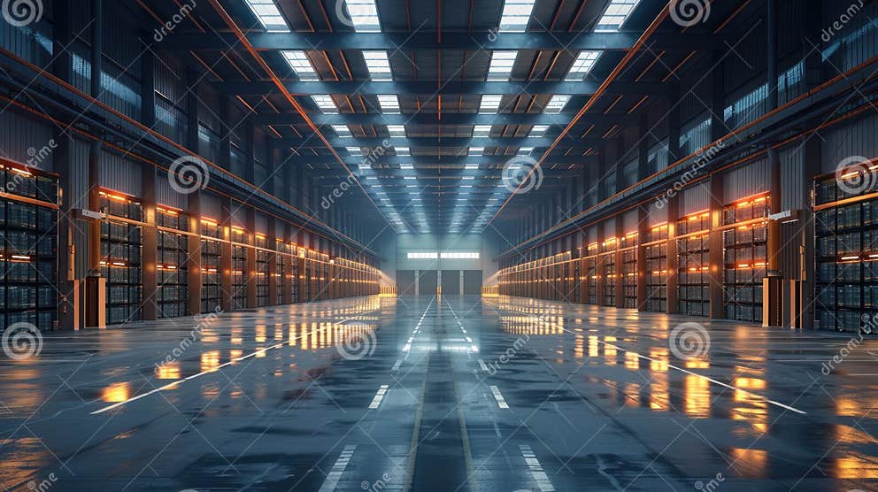 Expansive Distribution Center, Clean Design, Front View, Showing ...