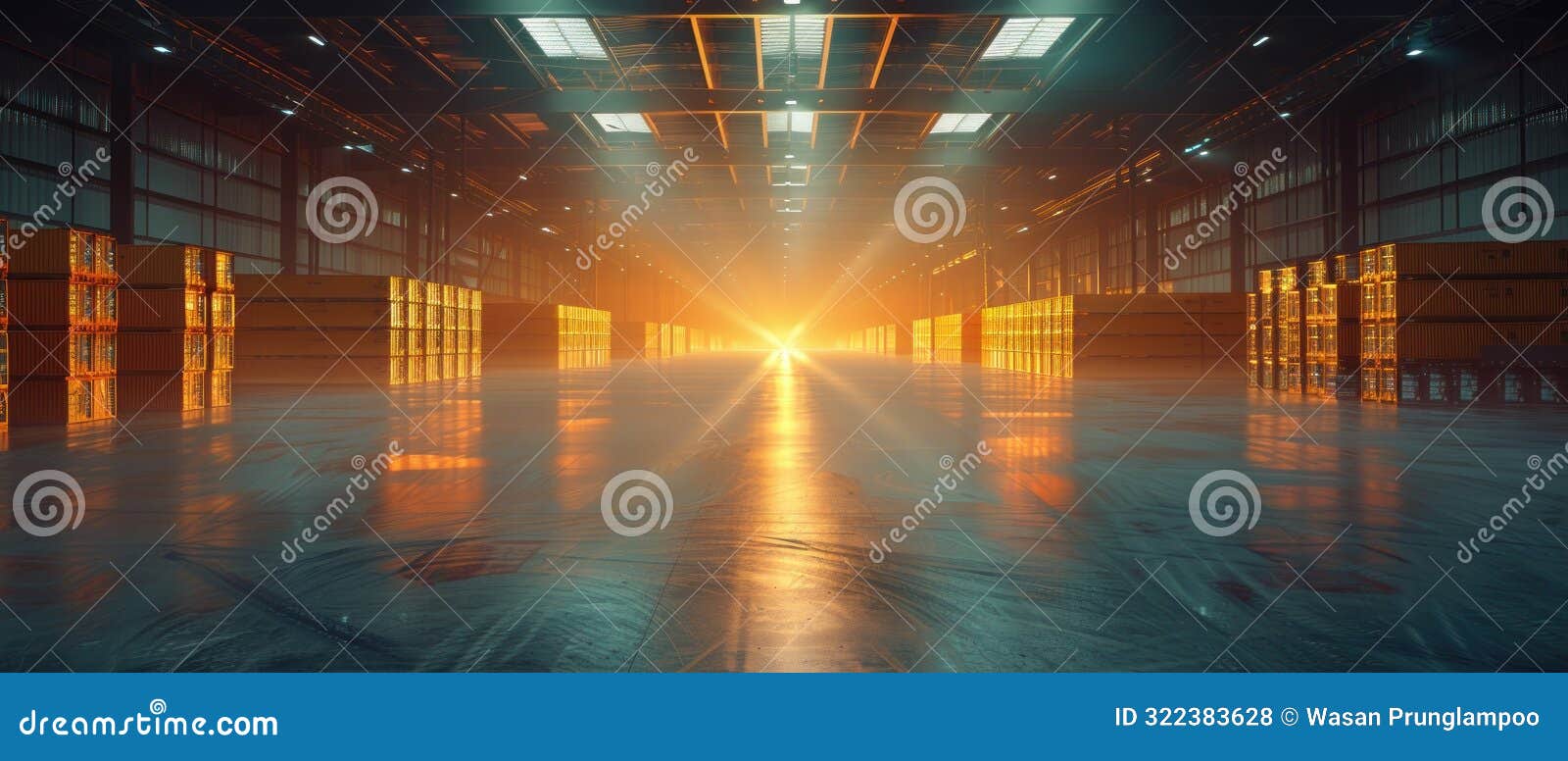 Expansive Distribution Center, Clean Design, Front View, Showing ...