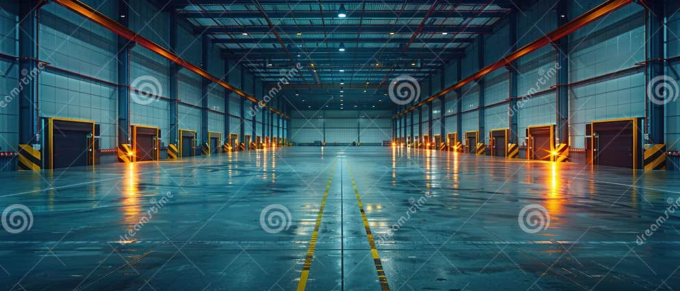 Expansive Distribution Center, Clean Design, Front View, Showing ...