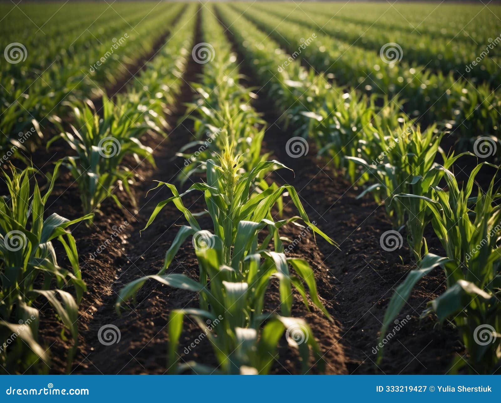 Expansive Field of Corn with Drip Irrigation System. Stock Illustration ...