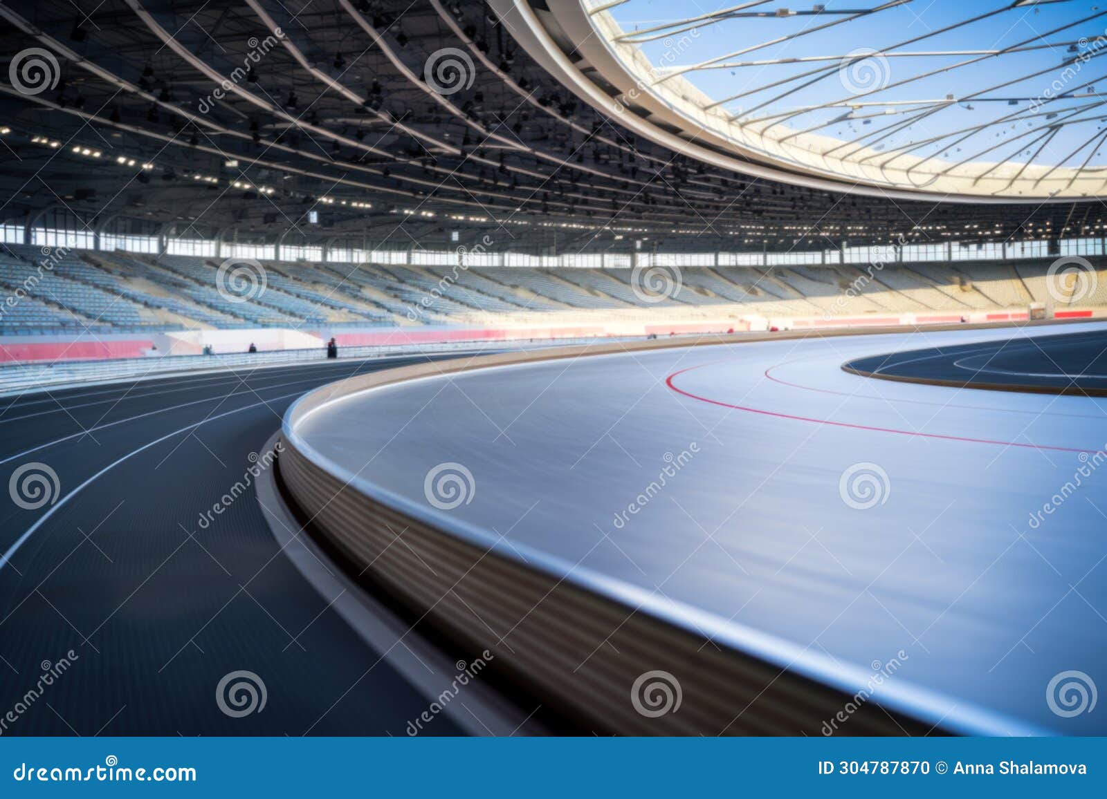 An Expansive Indoor Velodrome with Curving Tracks. Stock Photo - Image ...