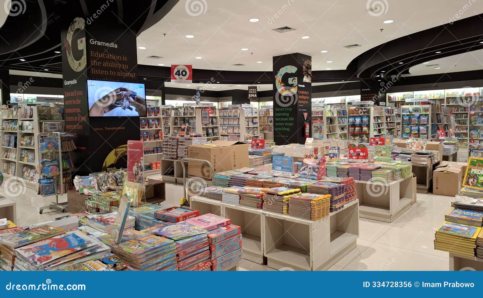 Expansive Interior of Gramedia Bookstore Showcasing a Wide Array of ...