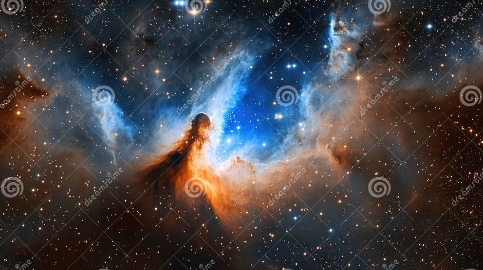 Nebula with Dramatic Swirling Blue and Orange Hues, Creating ...