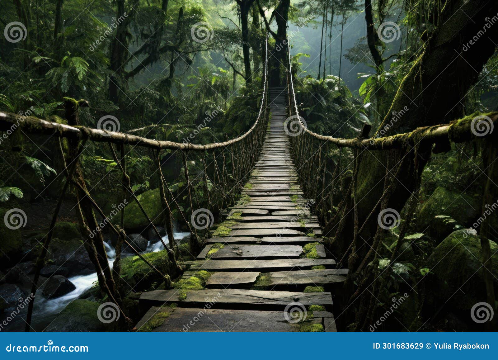 Expansive Jungle Bridge Forest. Generate Ai Stock Image - Image of fern ...