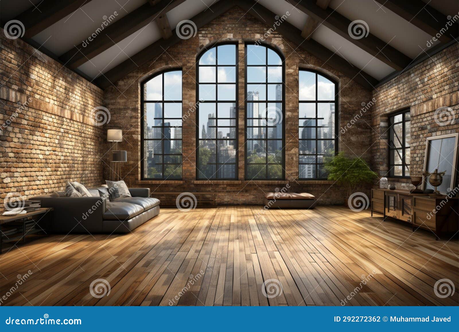 An Expansive Loft Style Room with Ample Windows, Contemporary Design ...