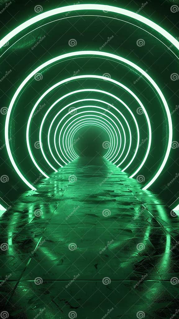 An Expansive Neon-lit Corridor Creates a Visually Captivating Illusion ...