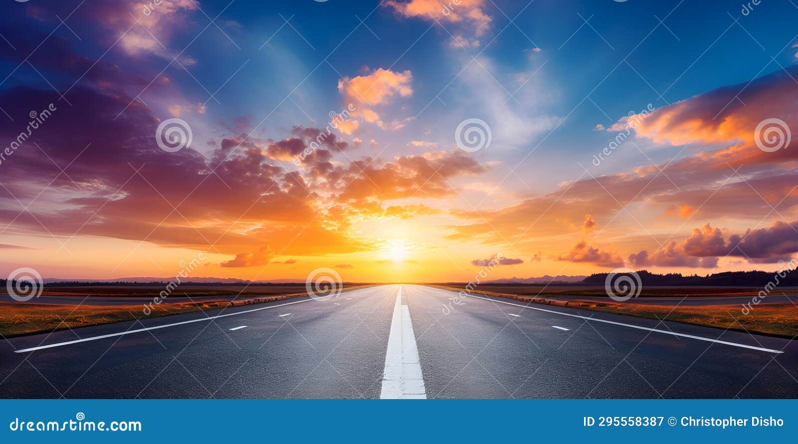 Expansive Travel, Wide Empty Road for PowerPoint and Web Design Stock ...