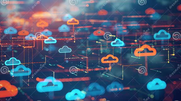 An Expansive View of Interconnected Cloud-based Storage Solutions Stock ...