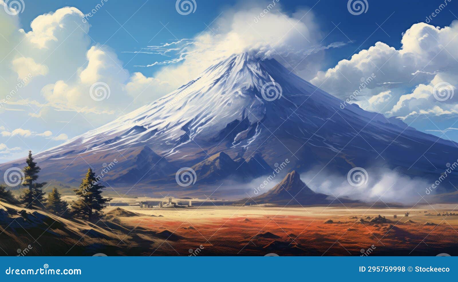 Expansive Volcano Landscape: Detailed Character Design in Studio Ghibli ...