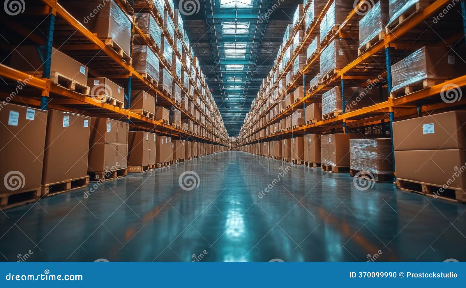 An Expansive Warehouse Interior, Filled With Towering Racks And ...