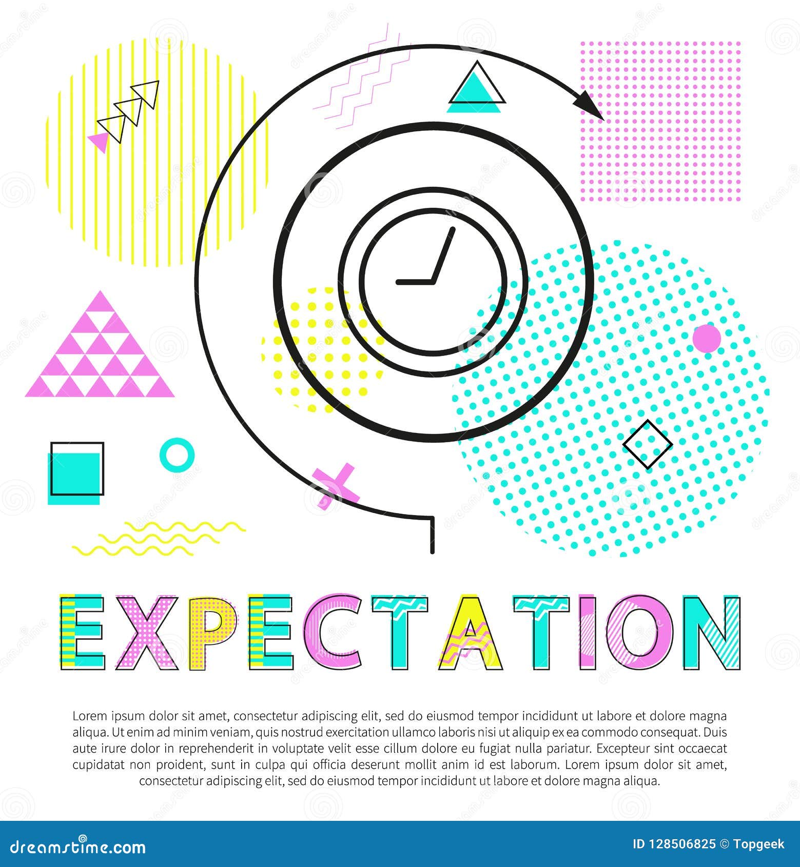 Expectation Banner with Clock Isolated on White Stock Vector ...
