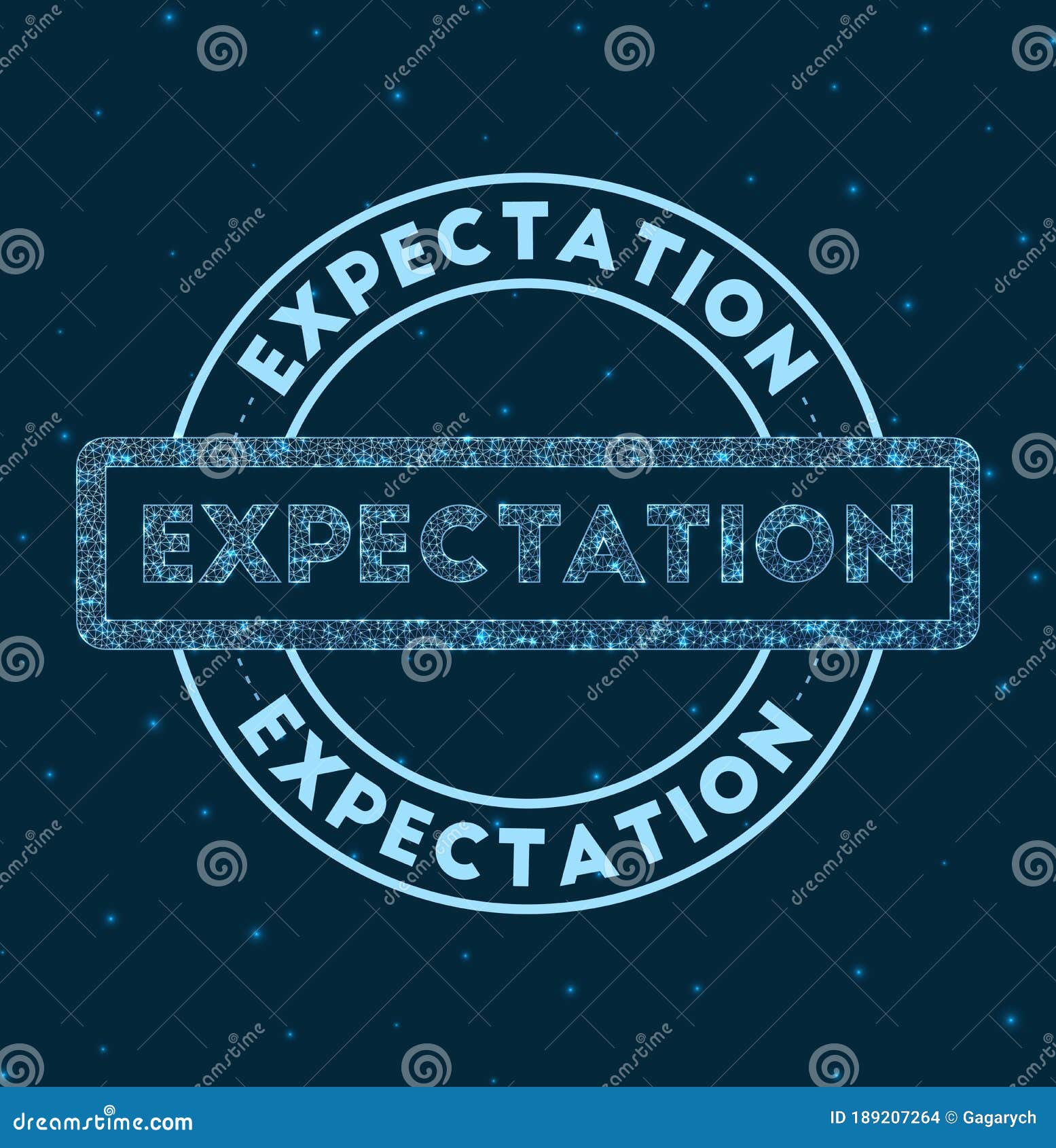 Expectation. Glowing Round Badge Stock Vector - Illustration of badge ...