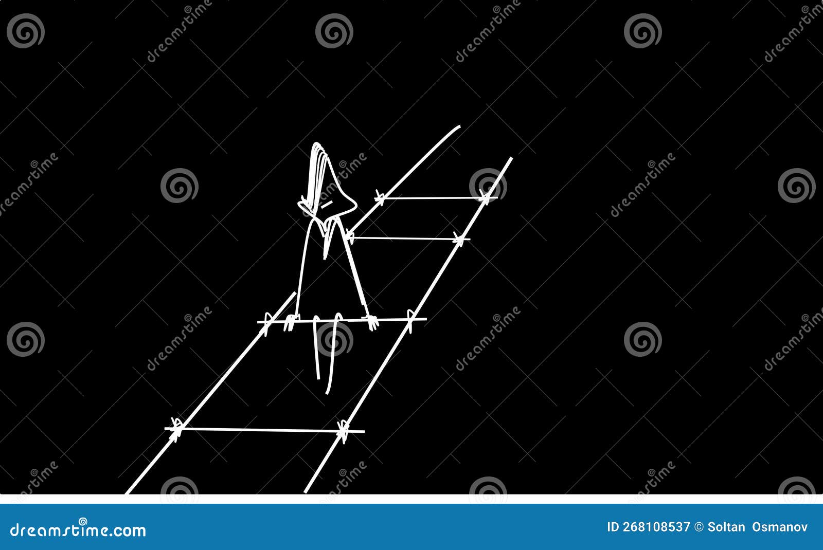 Expectation. Hope. Sad Man in a Sitting Position Stock Illustration ...
