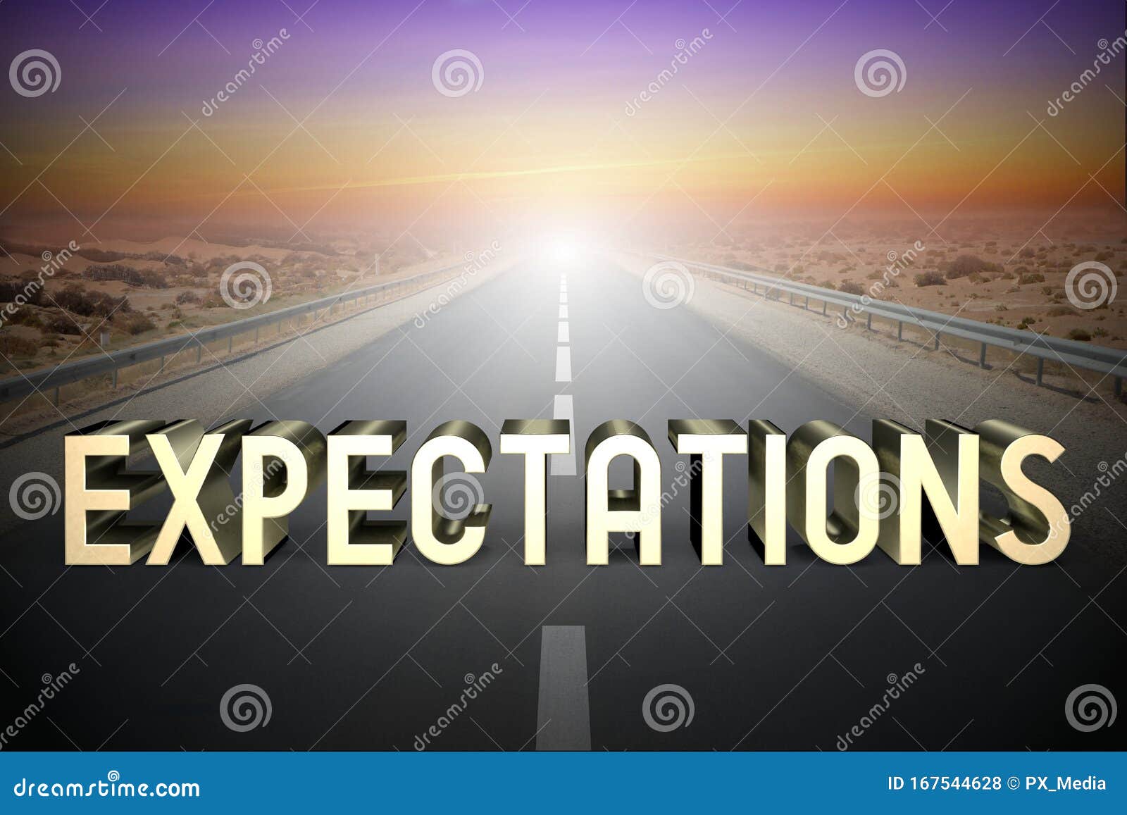 Expectations Concept, Road - 3D Rendering Stock Illustration ...