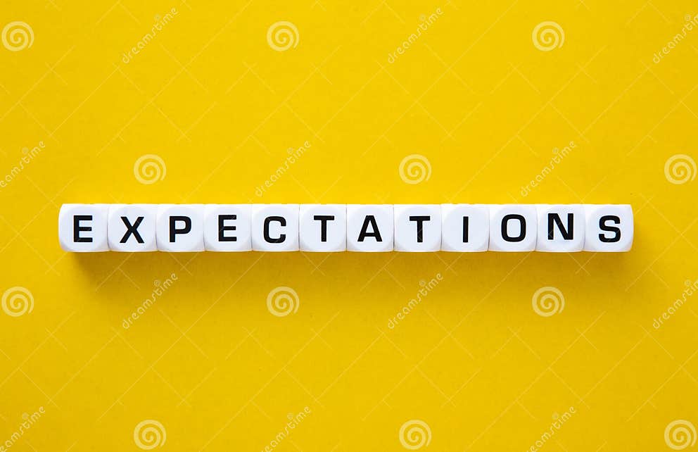 Expectations Word on Yellow Background. Evaluation Concept Stock Photo ...
