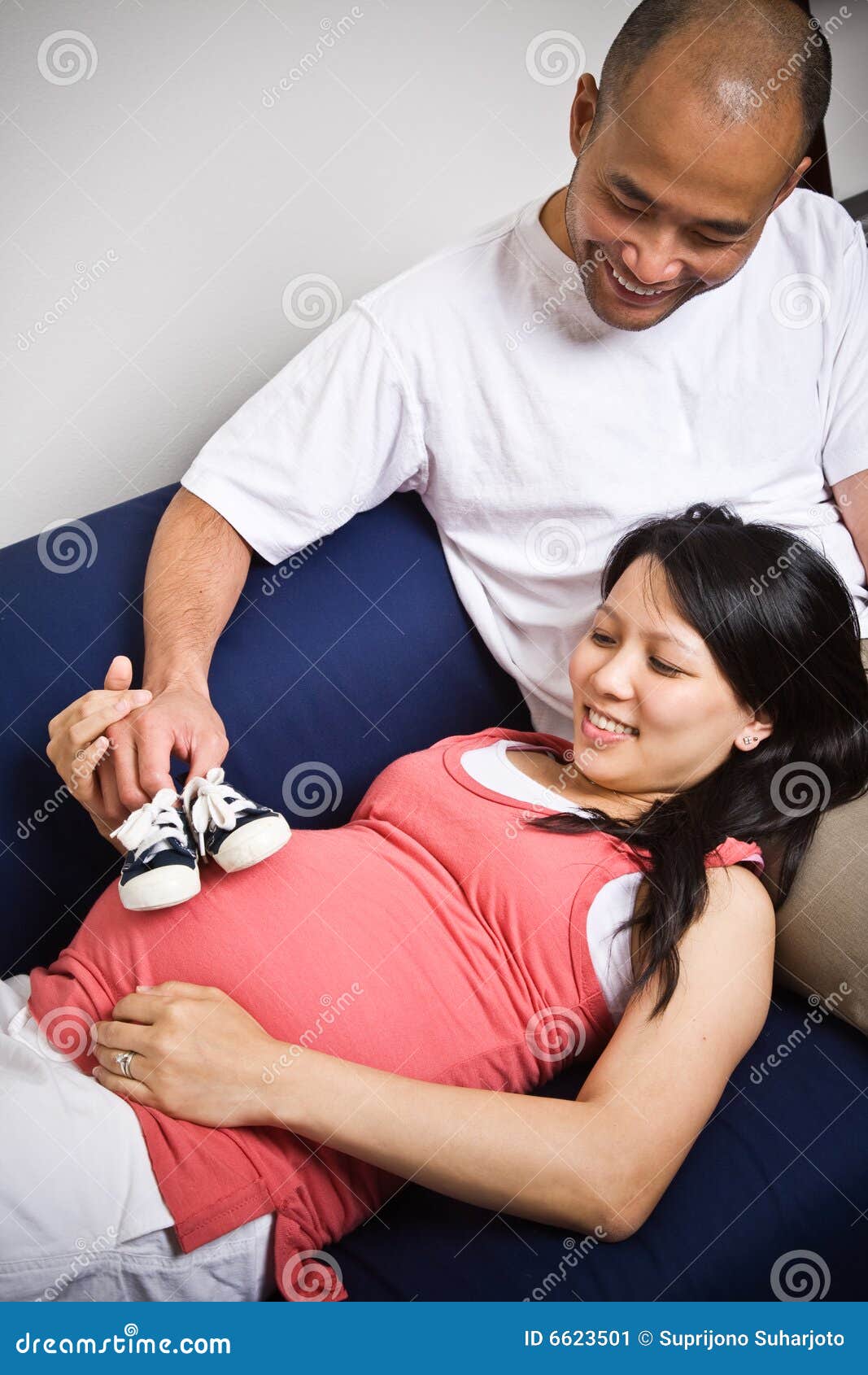 Expecting asian couple stock image. Image of health, male - 6623501