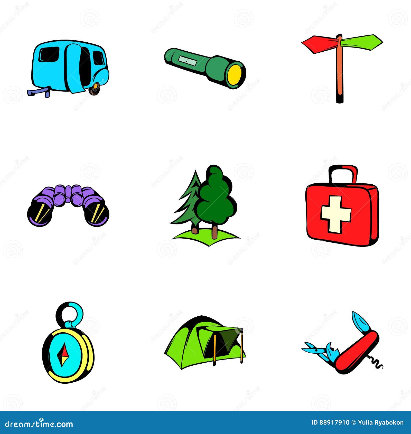 Expedition Icons Set, Cartoon Style Stock Vector - Illustration of ...