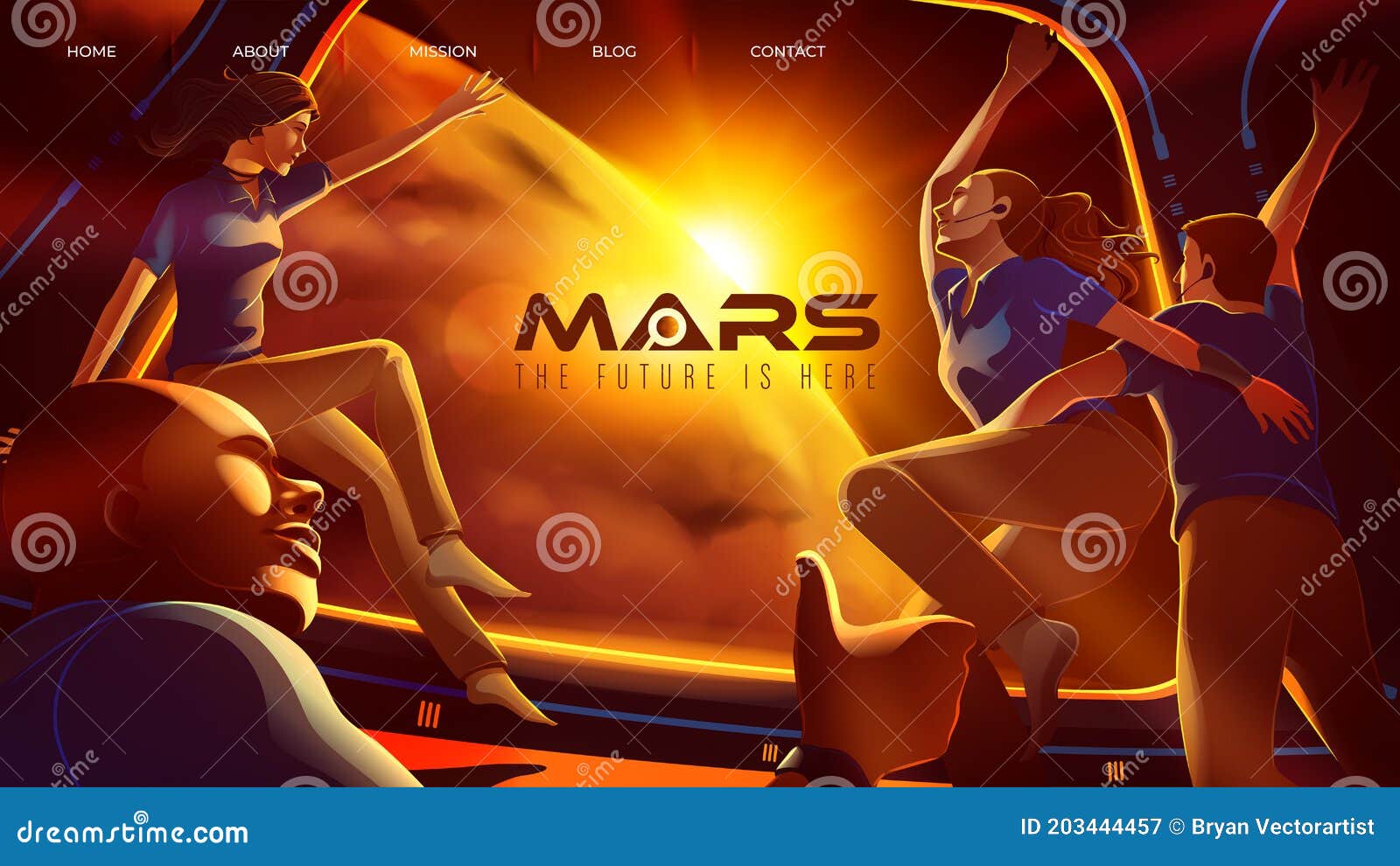 Space Set Astronauts Inside And Outside Of Spaceship Solar System