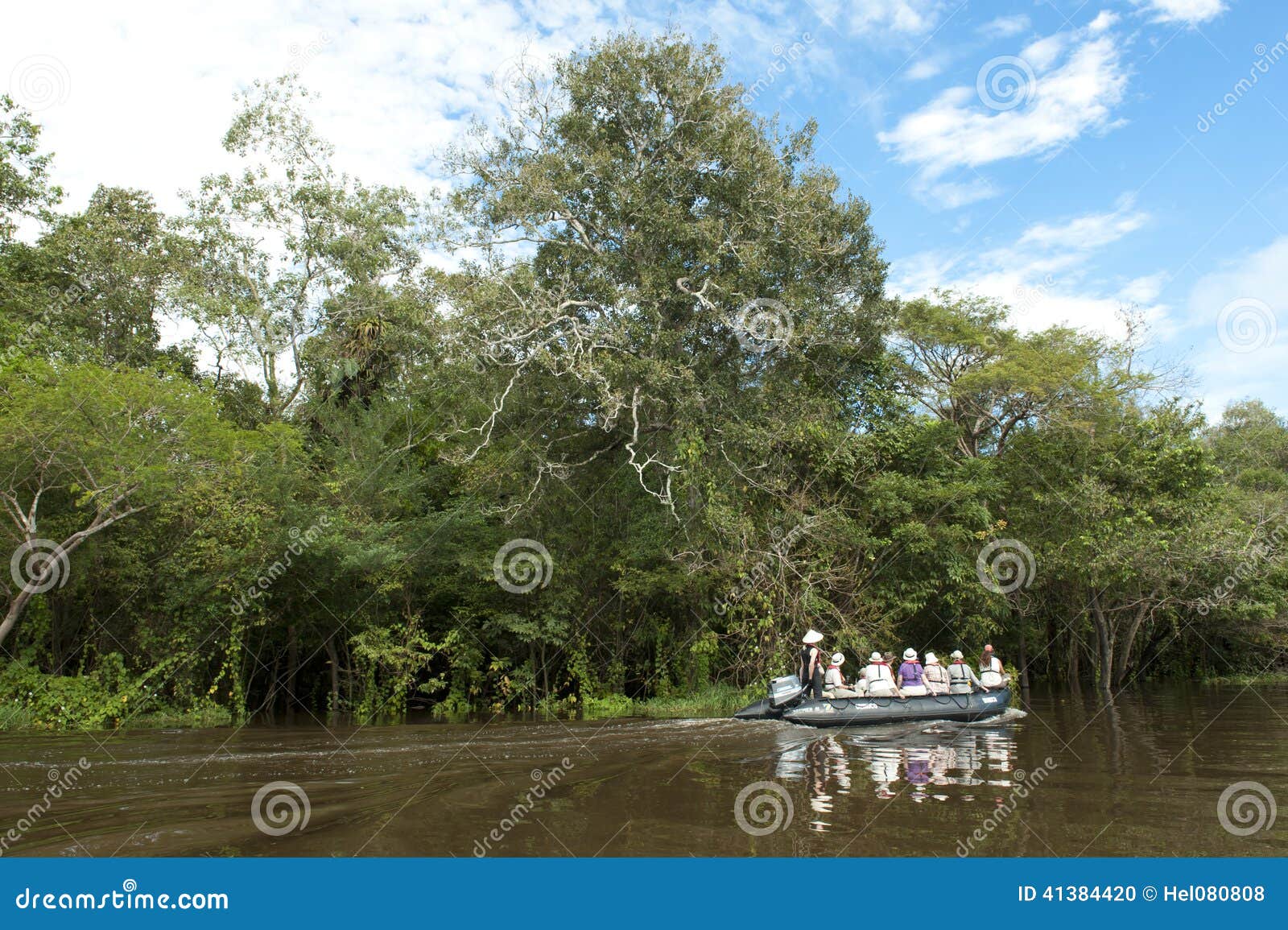 Expedition on Amazon. Cruisers on Exploration Tour Along a Tributary of ...