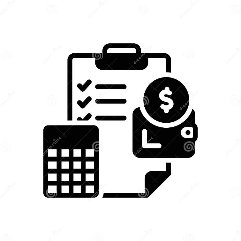 Black Solid Icon for Expenditure, Expense and Financial Stock Vector ...