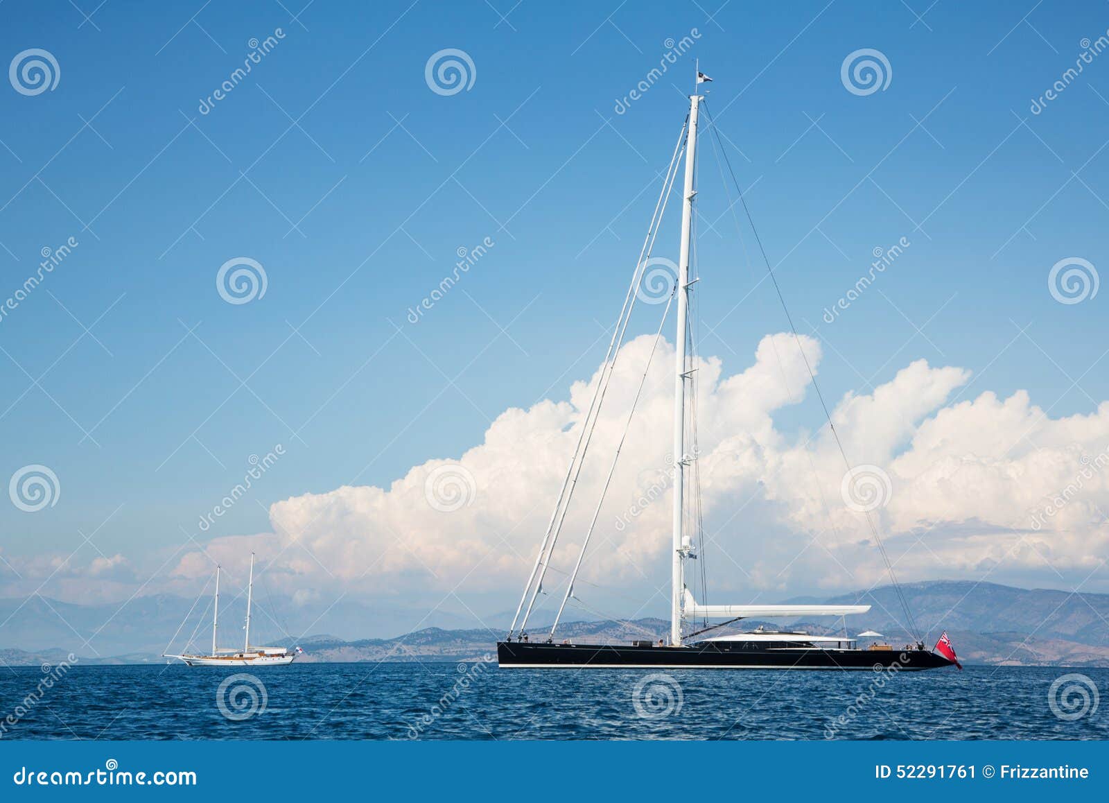 Expense and Big Sailing Ship or Boat in the Blue Sea. Stock Image ...