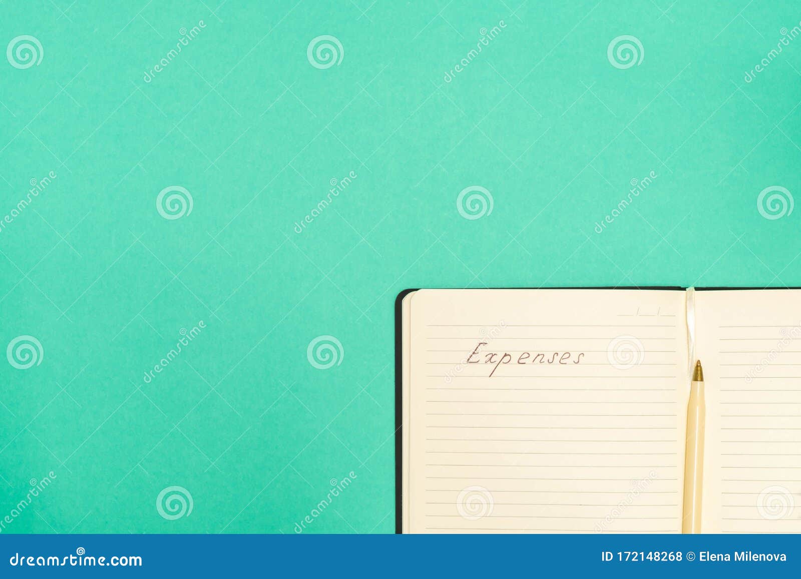 Expense Calculation Concept. Top View of Pen and Notepad with ...