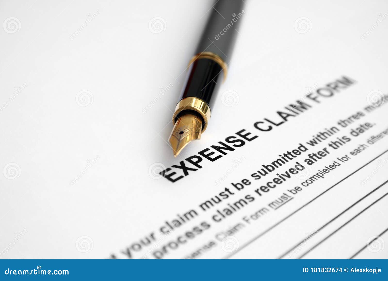 Expense claim form stock photo. Image of close, spreadsheet - 181832674