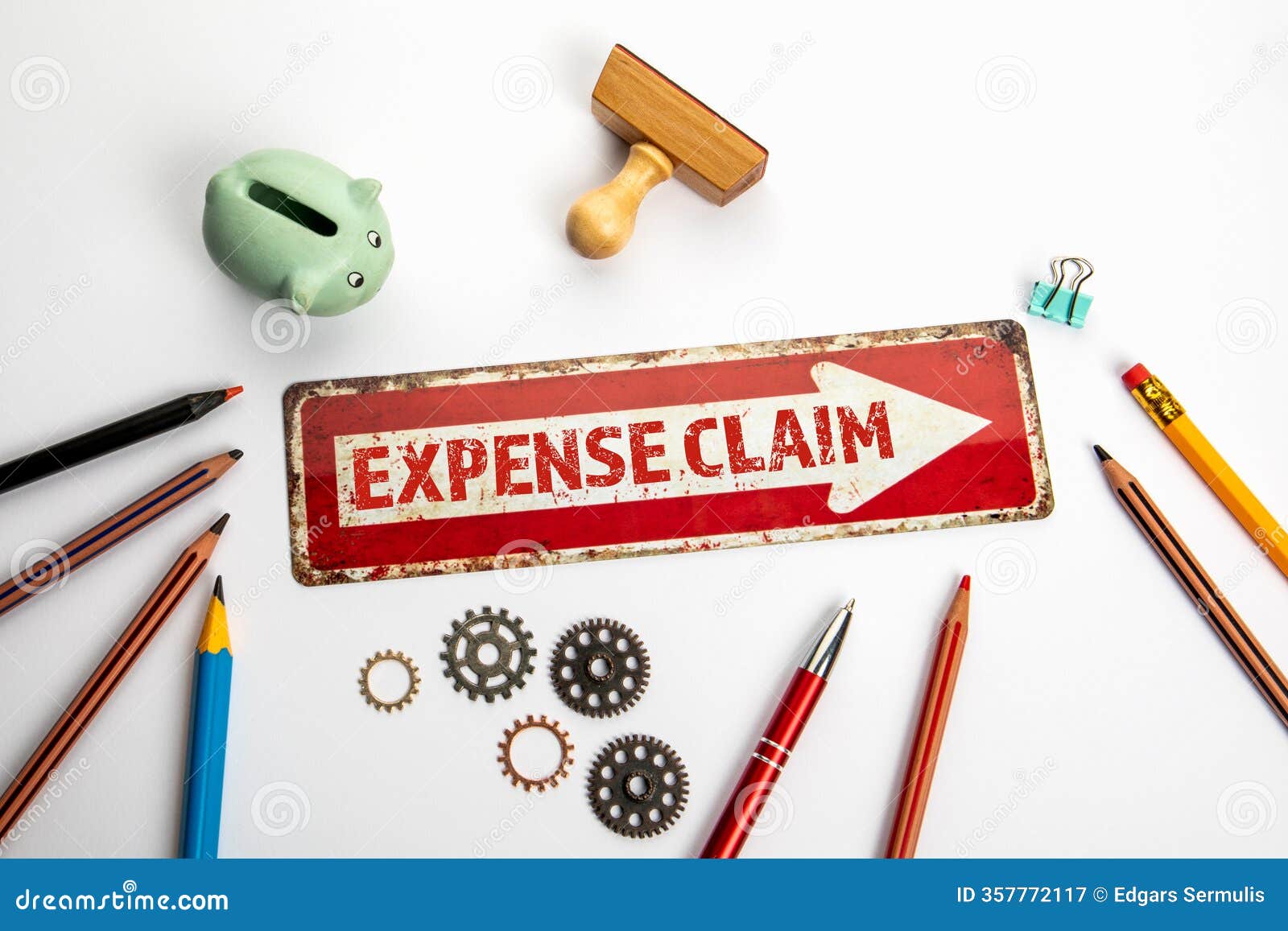 Expense Claim. Red Direction Arrow with Text on White Office Desk Stock ...
