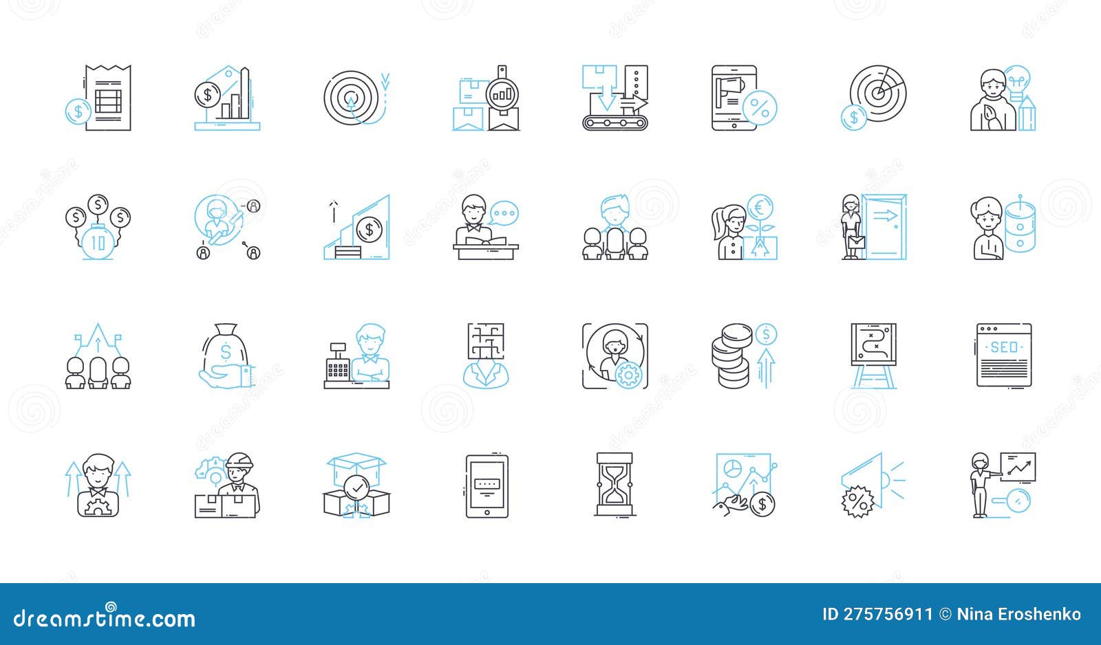 Expense Control Linear Icons Set. Budgeting, Cost-cutting, Tracking ...