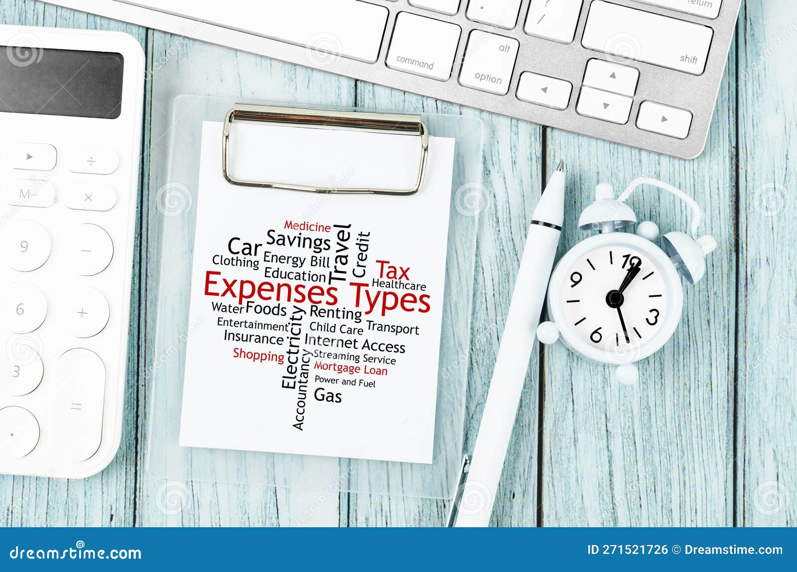 The Expense List on Paper with Clipboard with Calculator and Pen Stock ...