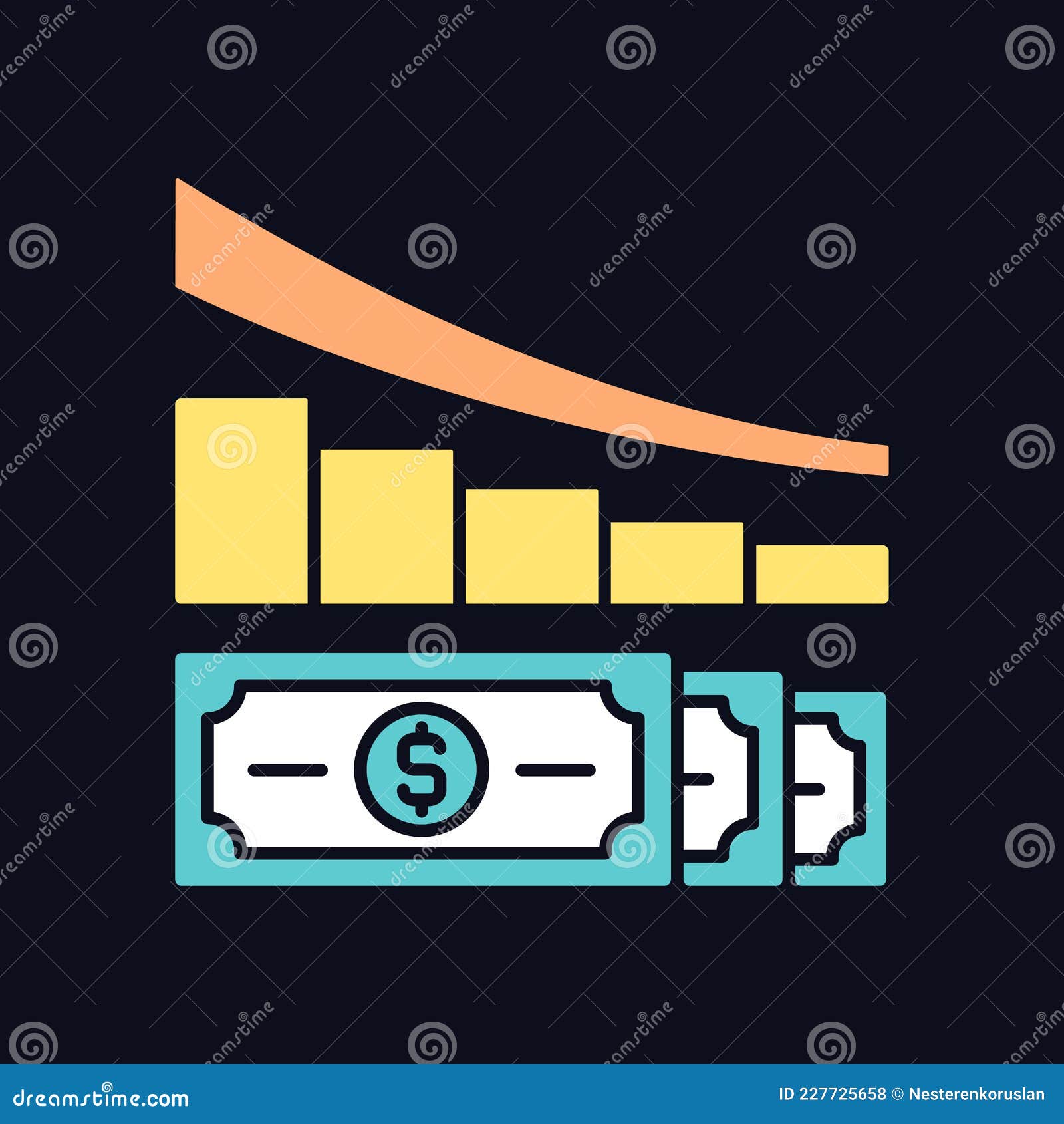 Expense Reduction RGB Color Icon for Dark Theme Stock Vector ...