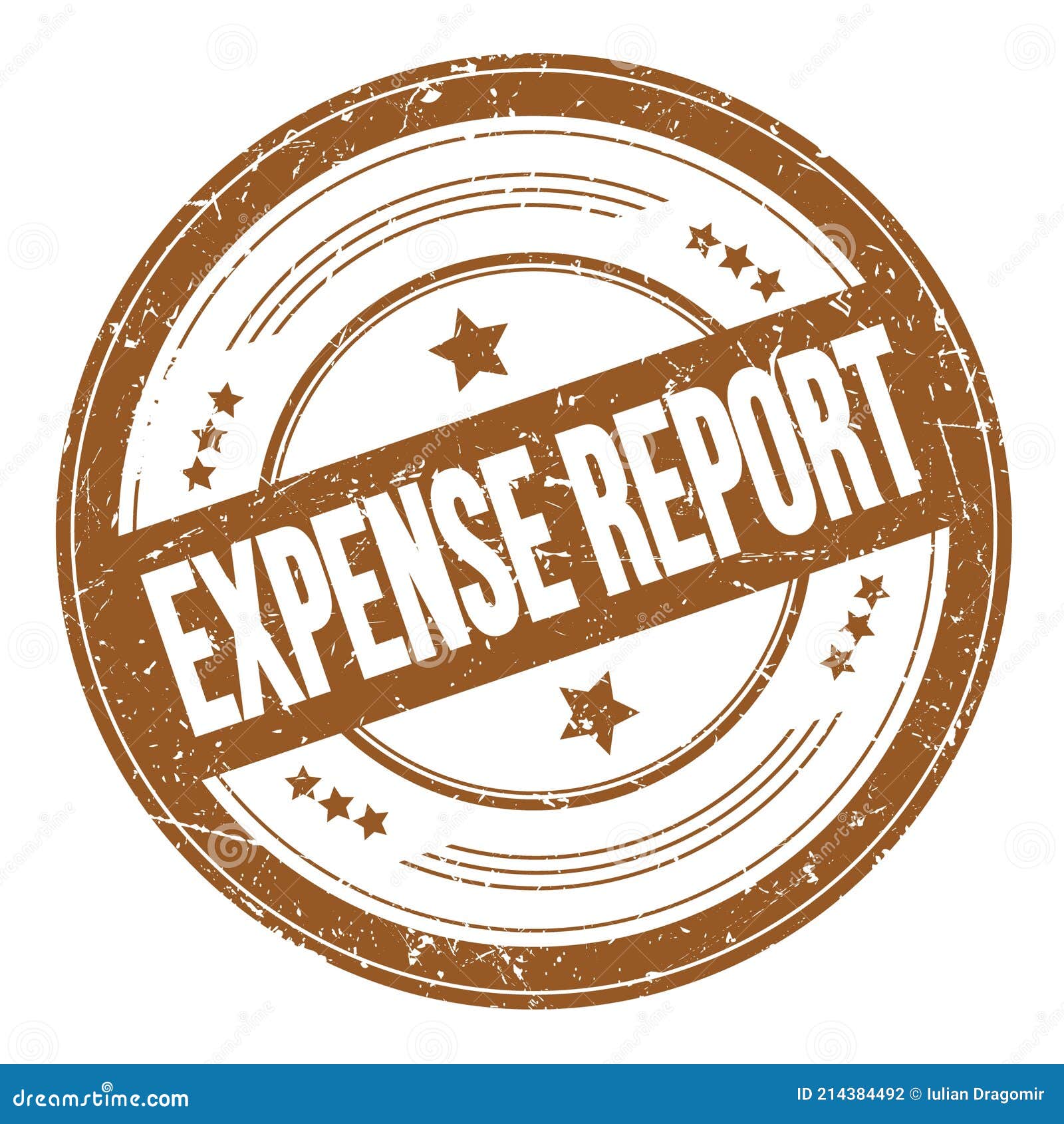 EXPENSE REPORT Text on Brown Round Grungy Stamp Stock Illustration ...