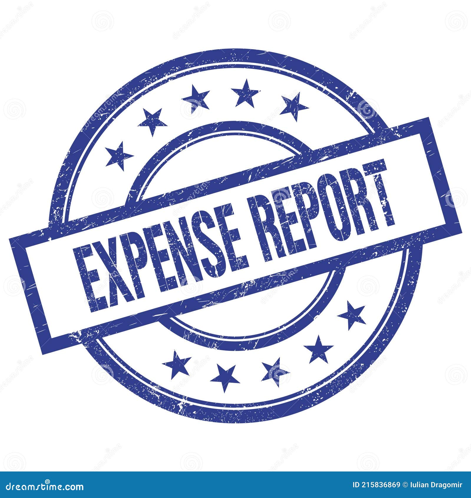 EXPENSE REPORT Text Written on Blue Vintage Round Stamp Stock ...