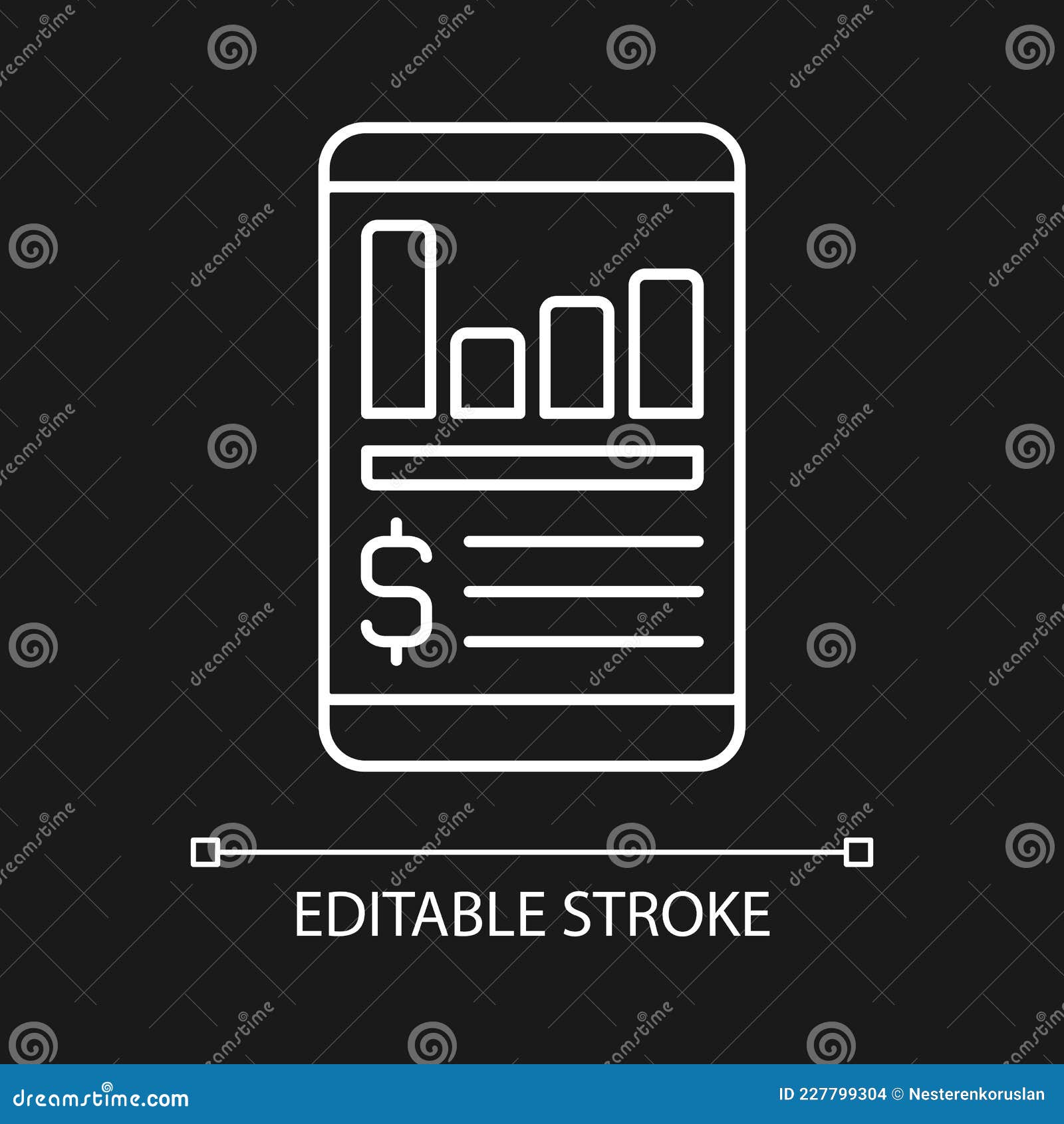 Expense Tracker App White Linear Icon for Dark Theme Stock Vector ...