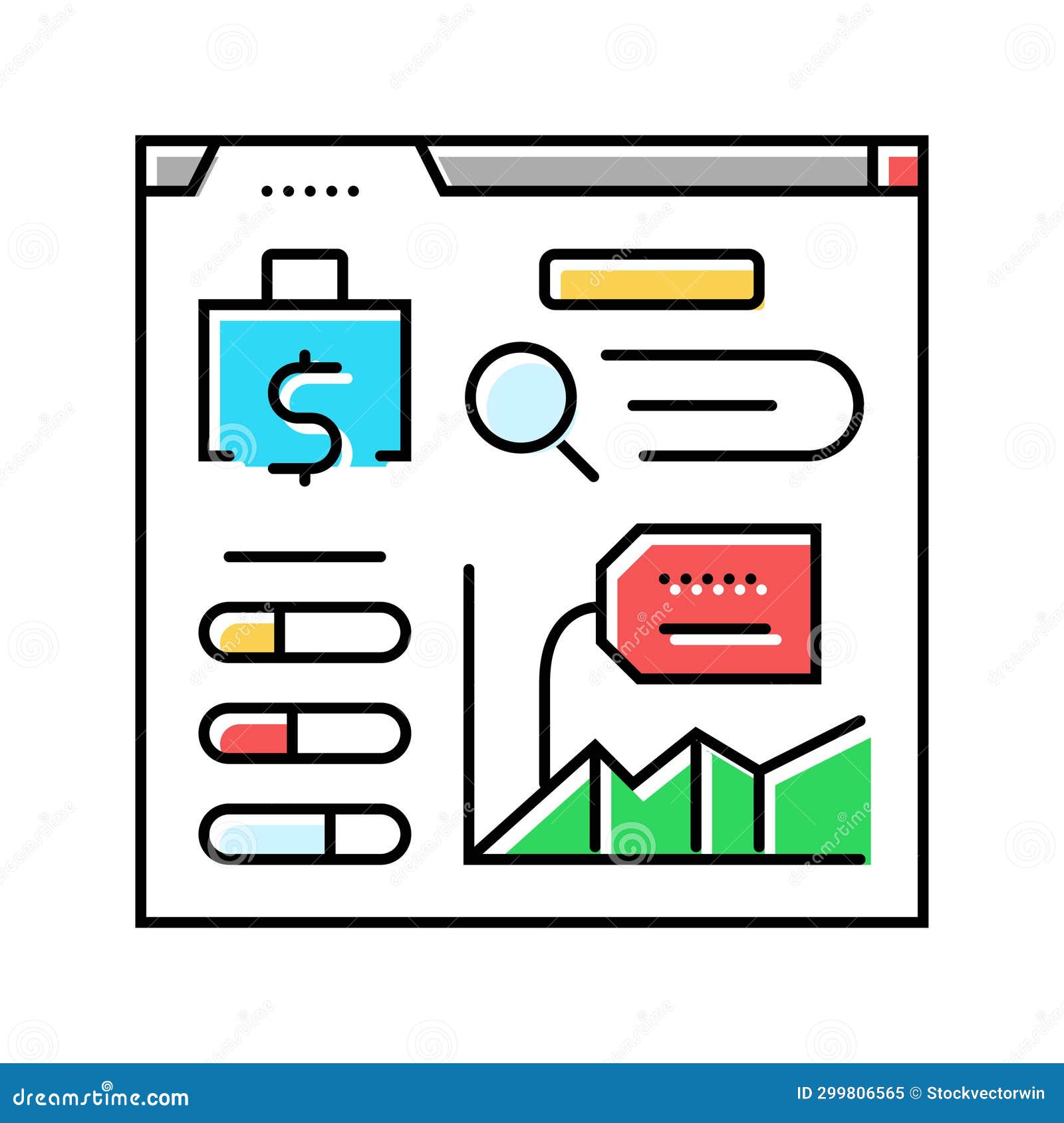 Expense Tracking Color Icon Vector Illustration Stock Vector ...