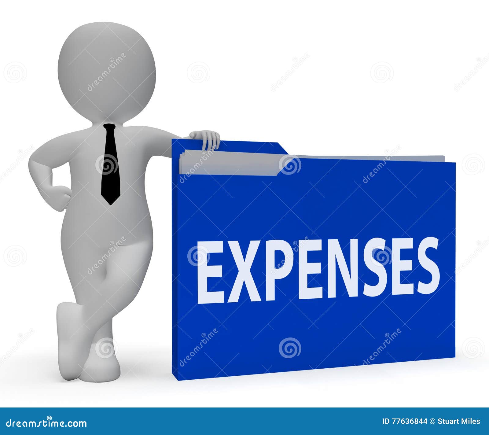 Expenses Folder Shows Document Financial and File 3d Rendering Stock ...