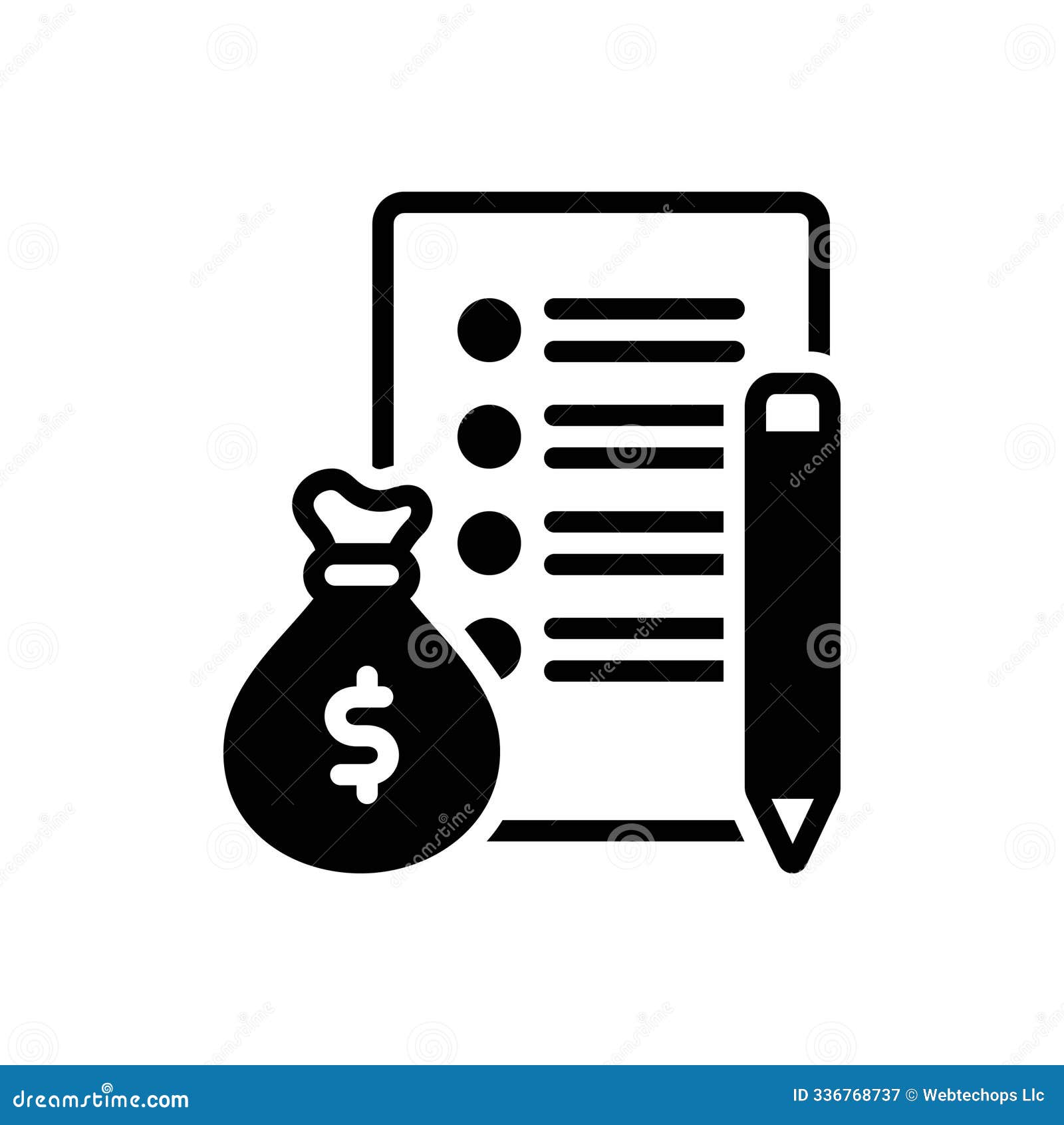 Black Solid Icon for Expenses, Report and Financial Stock Illustration ...