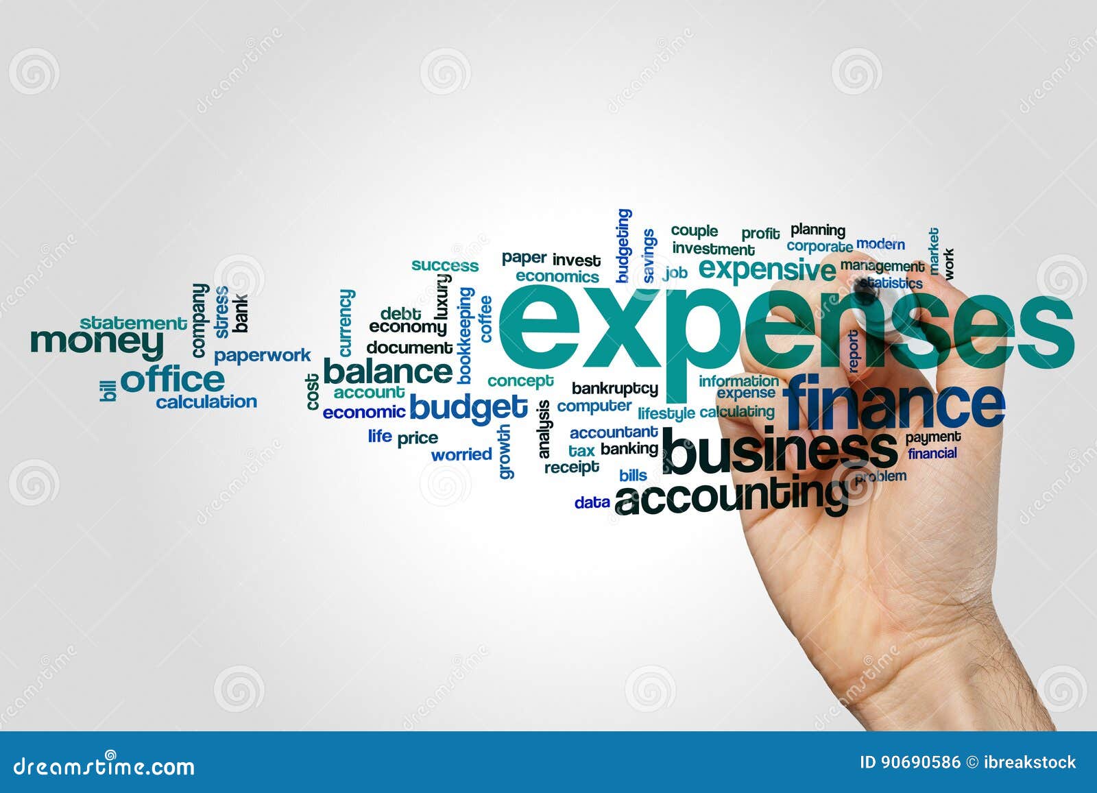 Expenses Word Cloud Concept on Grey Background Stock Photo - Image of ...