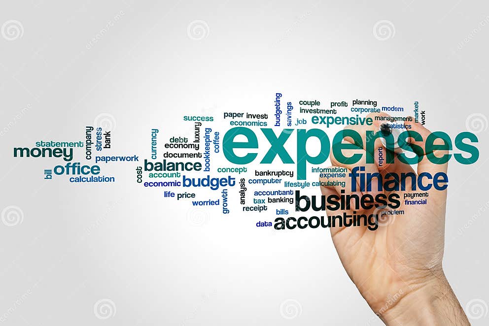 Expenses Word Cloud Concept on Grey Background Stock Photo - Image of ...