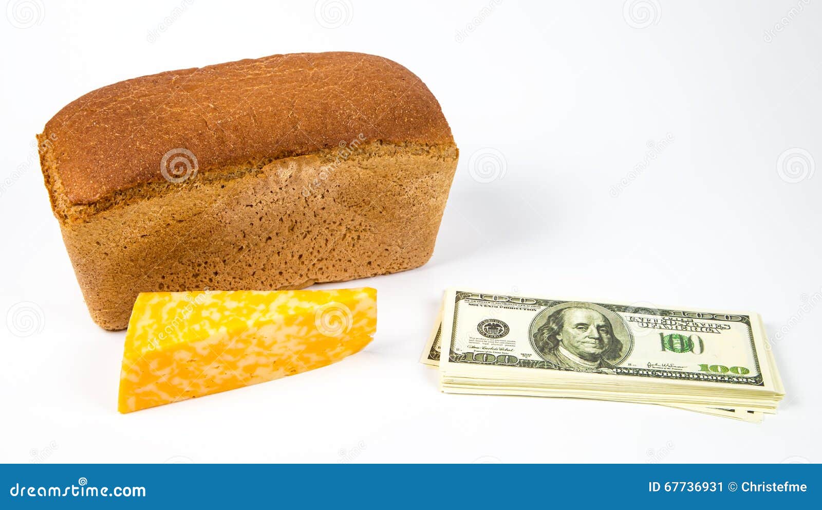 Expensive Cheese, Bread and Money Stock Image - Image of inflation ...