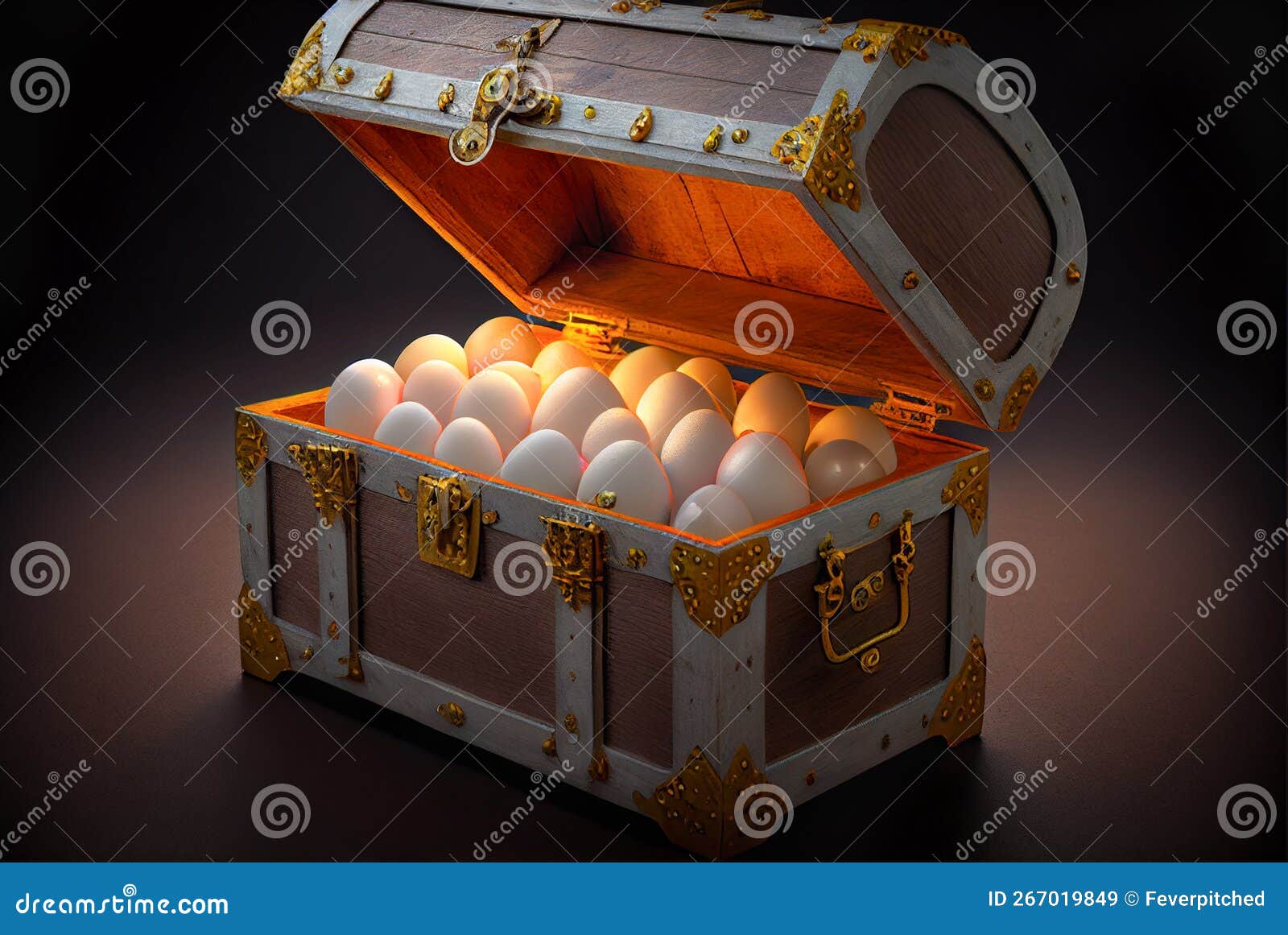 Expensive Chicken Eggs Concept in an Open Treasure Chest - Generative ...