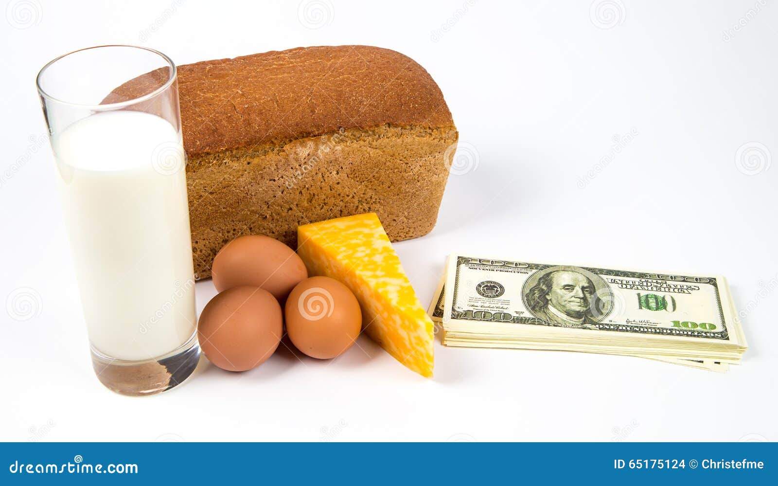 Expensive Consumer Basket and Dollars Stock Photo - Image of market ...